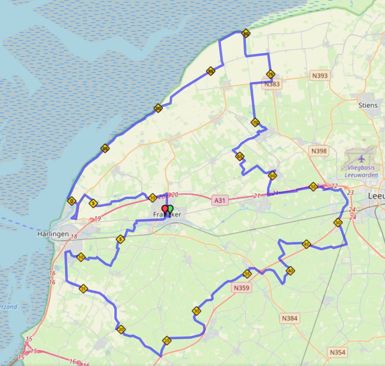 4 afstanden tijdens de Waadhoeke Fietstocht
